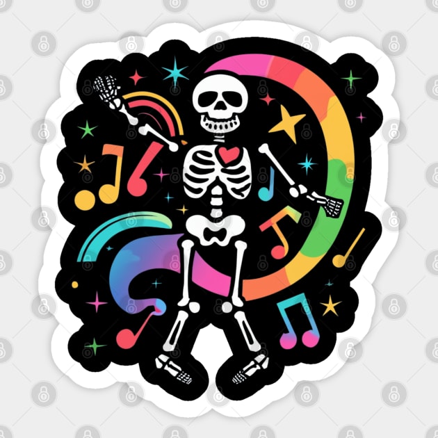 Dancing Skeleton Rainbow - Dancing Skeleton Rainbow - Sticker | TeePublic